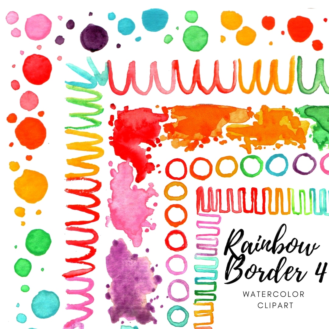 Watercolor Clipart Rainbow Border, Rainbow Frame, Doodle Frame ...
