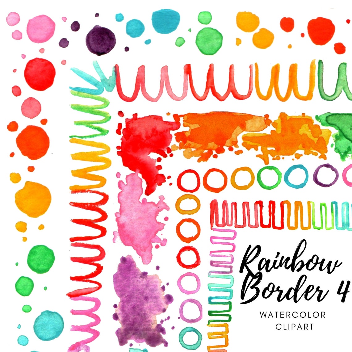 Watercolor Clipart Rainbow Border Rainbow Frame Doodle - Etsy
