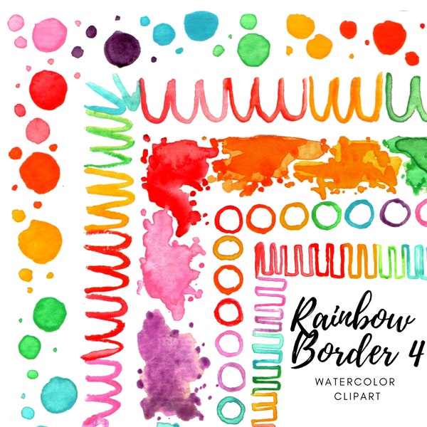 Rainbow Doodle Frames Clipart - Etsy
