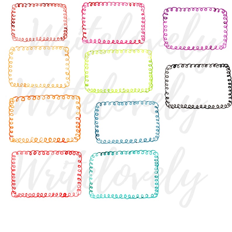 Watercolor Rainbow Squiggle Border Clip Art Watercolor - Etsy