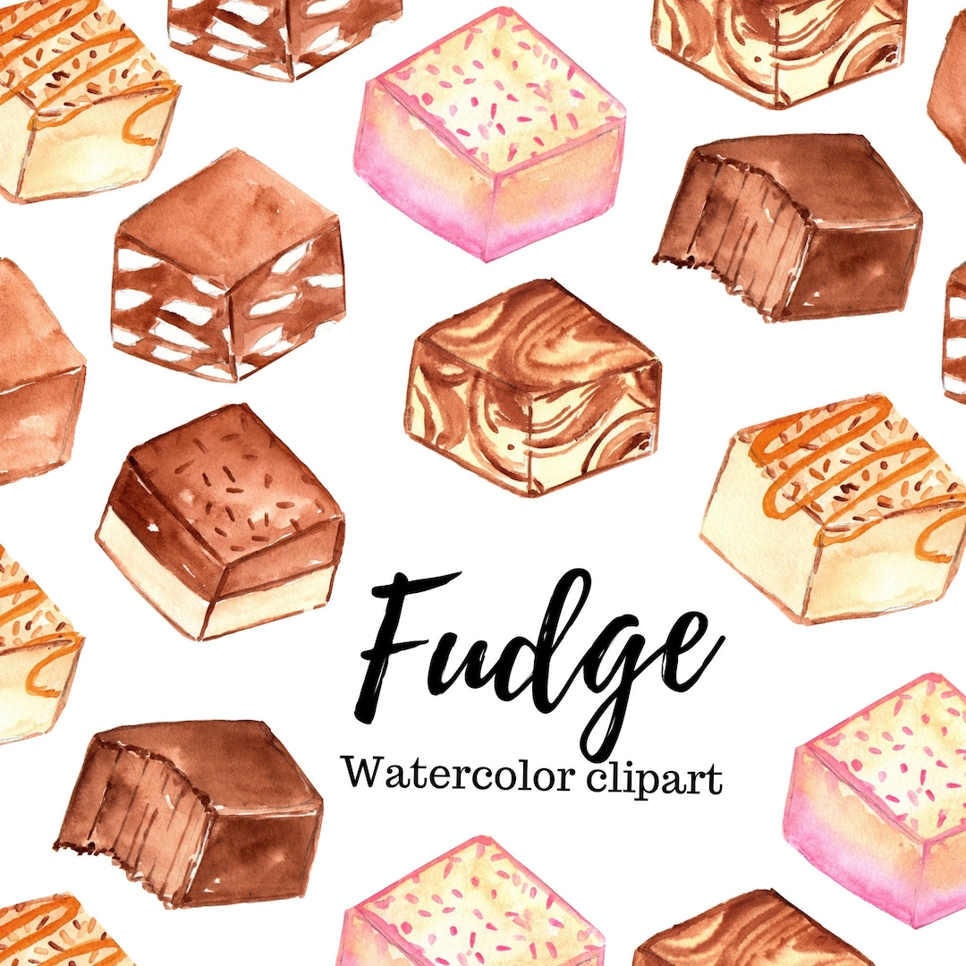 Watercolor Clipart Fudge Clipart Food Graphics Dessert - Etsy