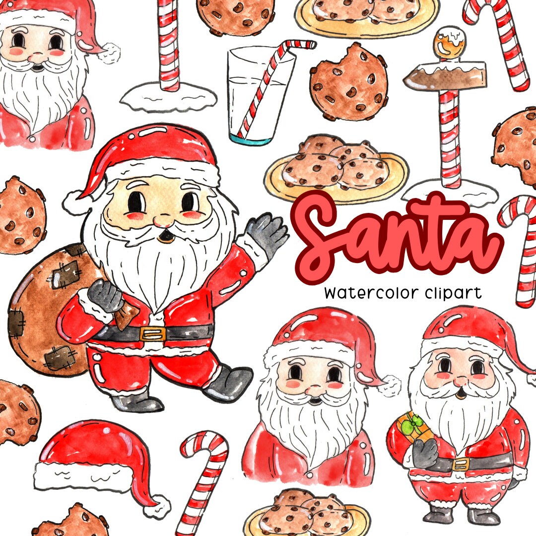 Santa Clipart, Christmas Clipart Santa Png Digital Download, Winter ...