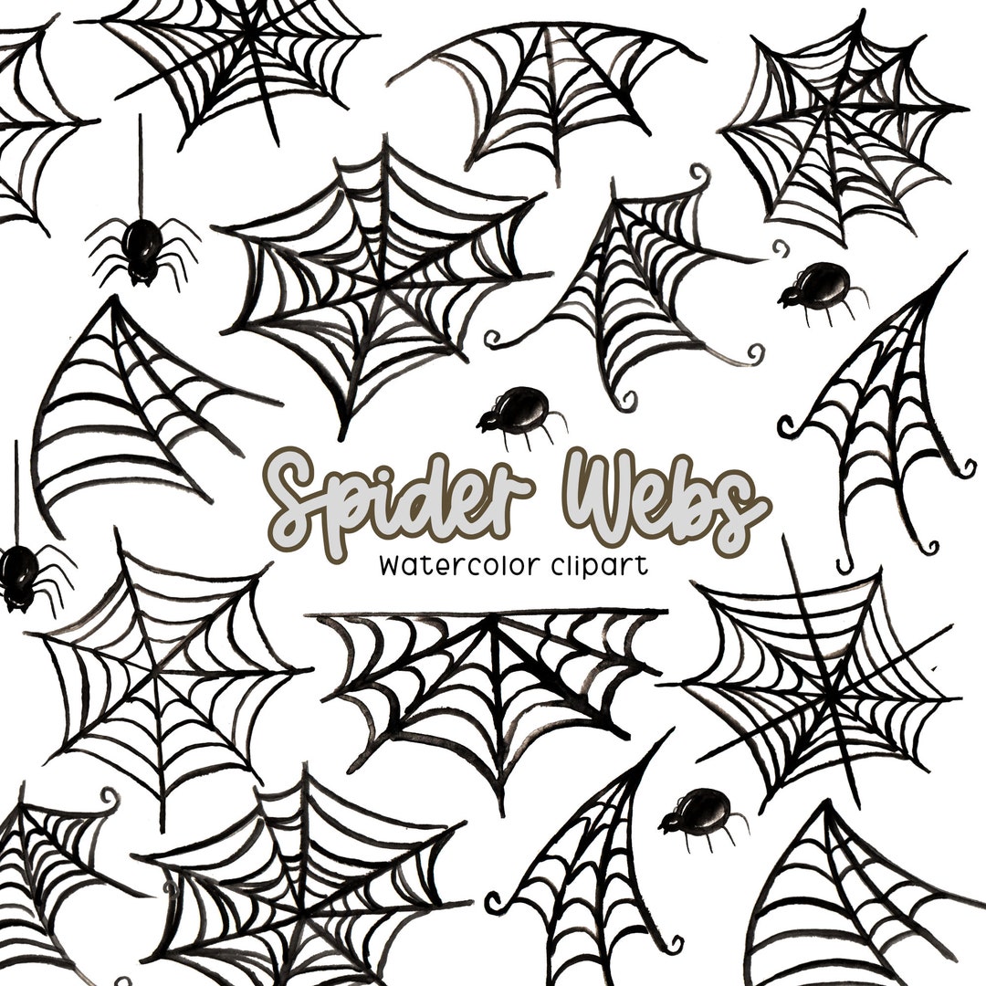 Halloween Clip Art , Watercolor, Spider Web, Cob Web, Spiders, Creepy ...