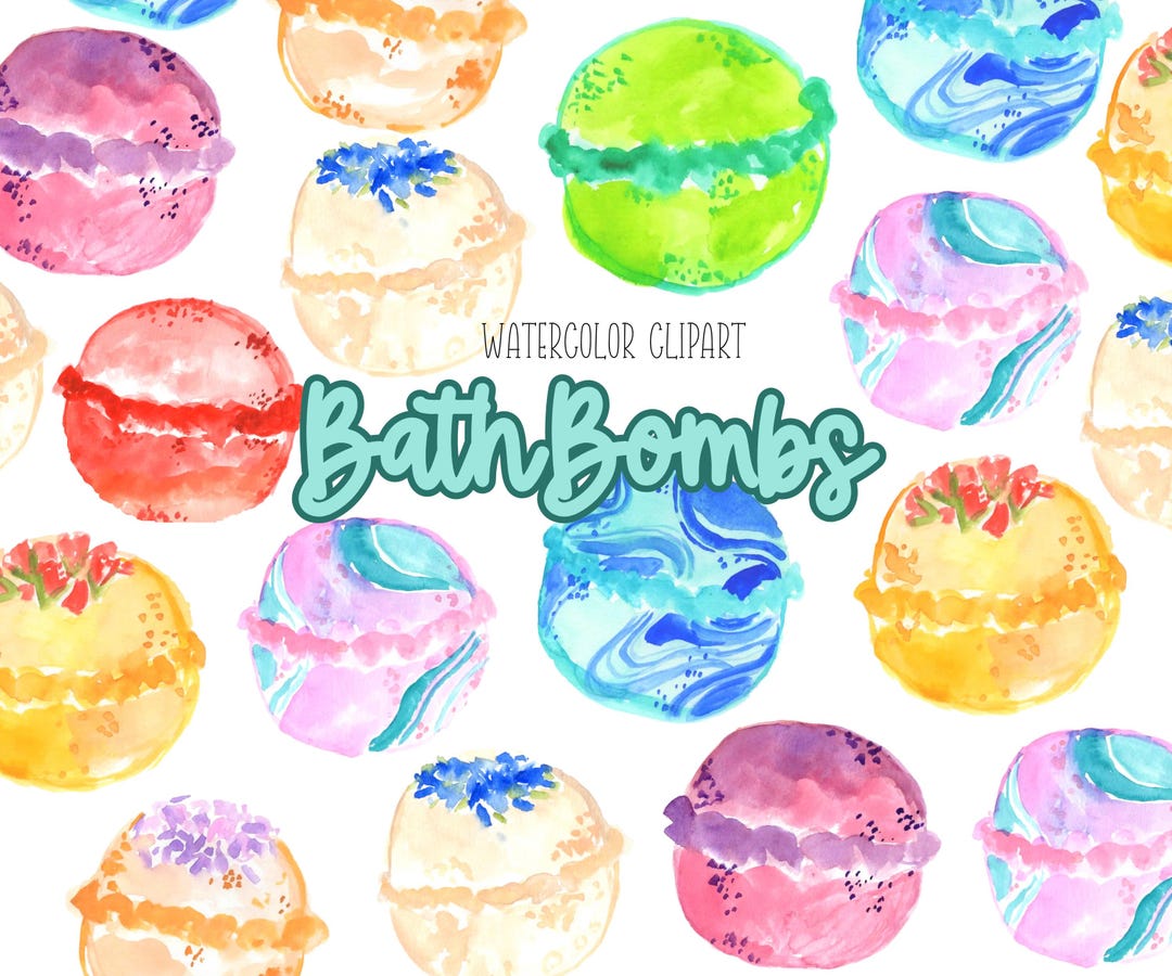 Watercolor Bath Bomb Clip Art - Bathroom - Batn Time - Digital Download ...