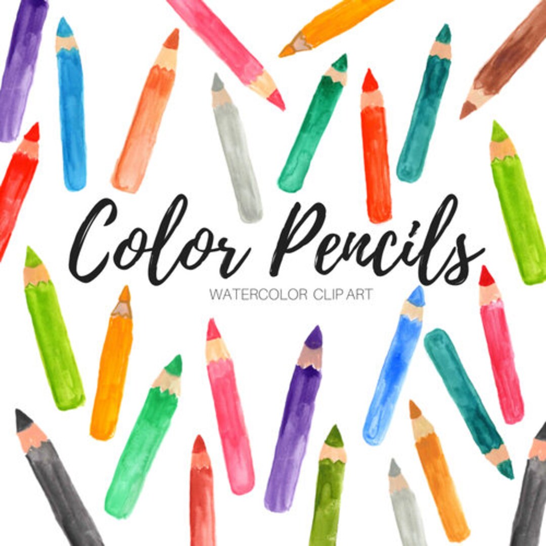 Watercolor Color Pencil Clipart, Back to School Art Supplies Drawing ...