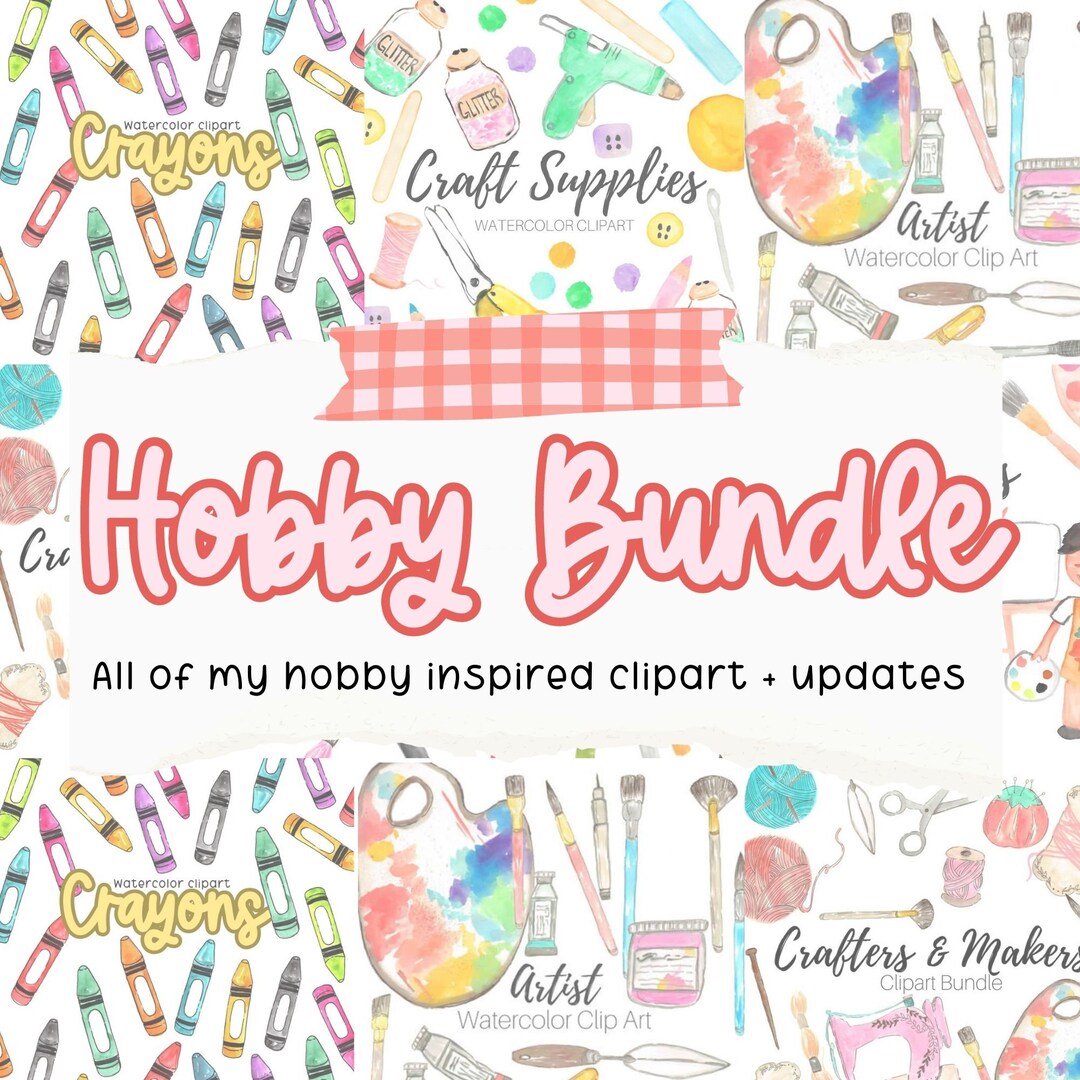 Large Watercolor Clipart Bundle, Hobby and Craft Discount Png Clipart ...