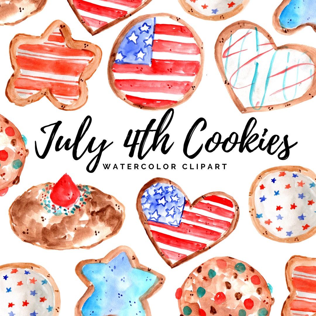 Watercolor Forth of July Cookie Clipart, Patriotic Dessert Graphics in ...