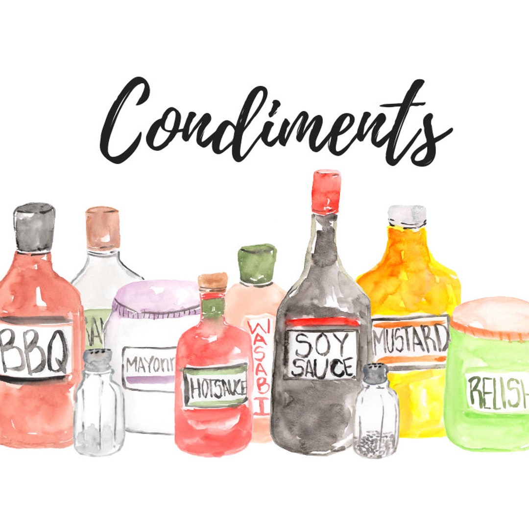 Condiment Clipart Watercolor Food Clipart Culinary Graphics Commercial ...