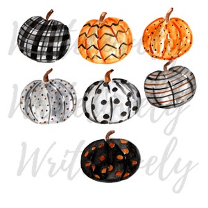 Watercolor Clipart - Decorative Pumpkin, Halloween Decor, Harvest ...