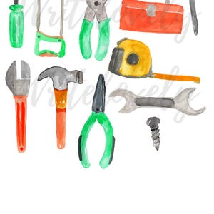 Watercolor Tool Box Clipart, Construction, Fathers Day Png Commercial ...
