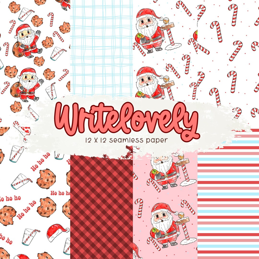 Christmas Digital Paper, Santa Seamless Pattern, Santa Digital Paper ...