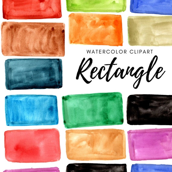 Watercolor Rainbow Rectangle Shape Clip Art Watercolor | Etsy
