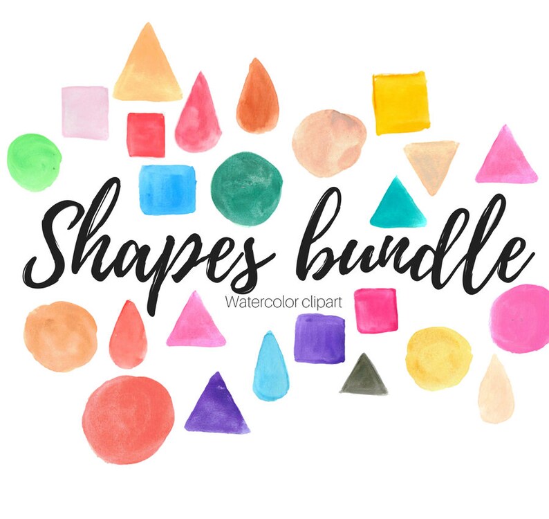 Watercolor Shapes Clipart Shapes Clipart Square Clipart - Etsy Canada
