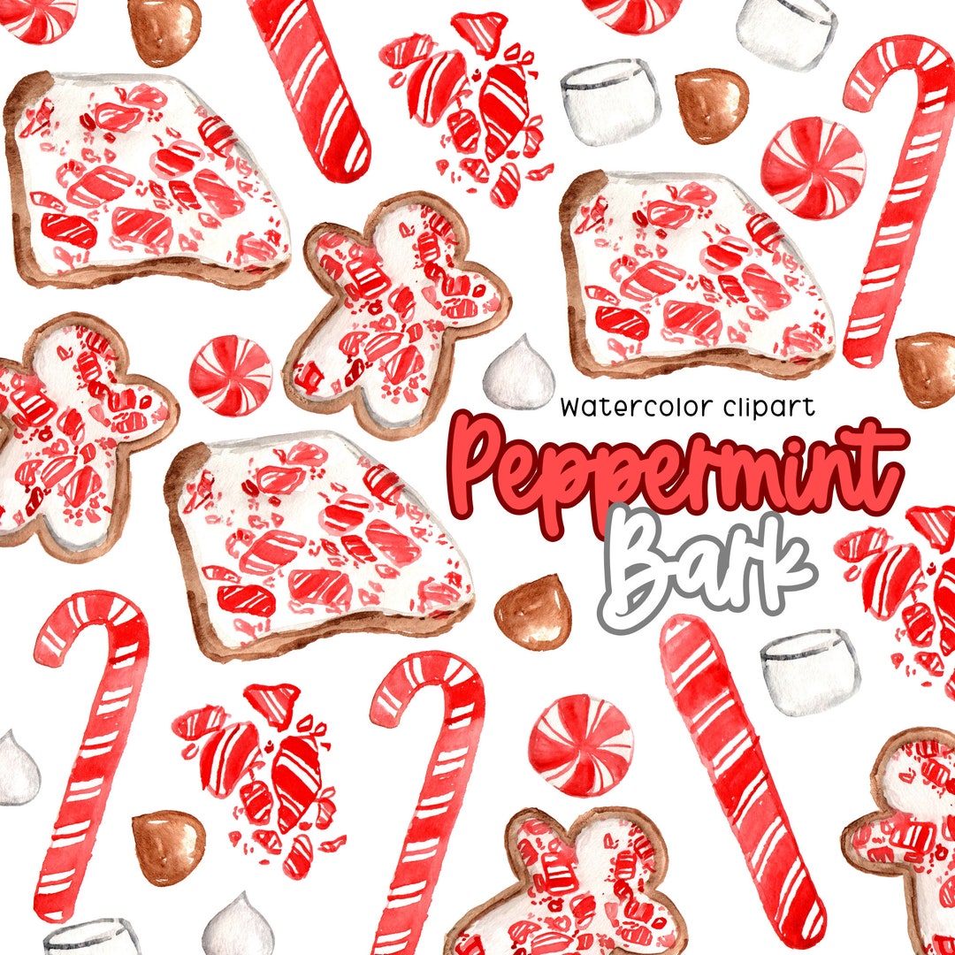 Christmas Peppermint Bark Clipart Watercolor Graphics Holiday Clip Art ...