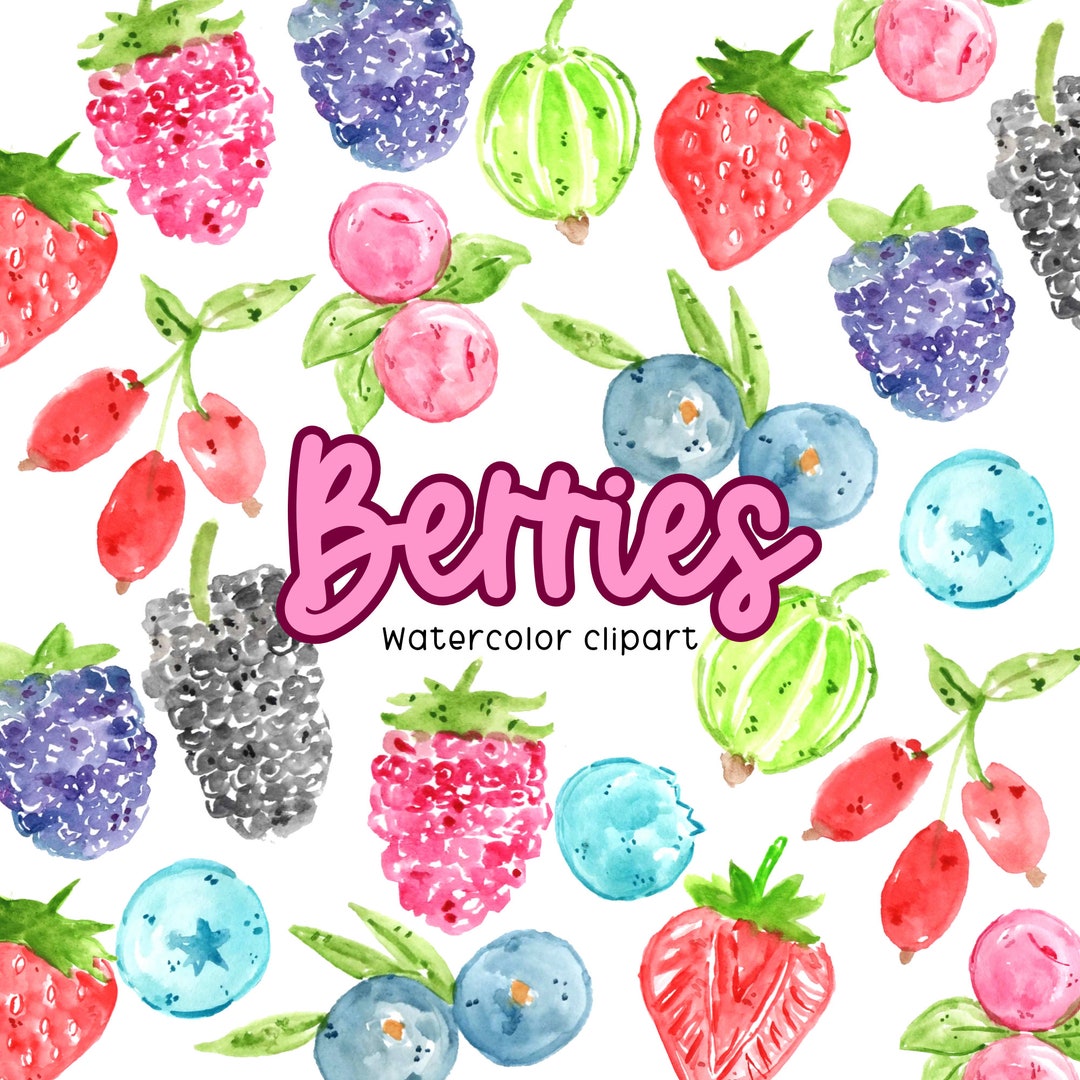 Fruit Clip Art - Watercolor Clip Art - Food - Berries - Strawberries ...