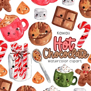 Watercolor Clip Art - Christmas Hot Chocolate Holiday Graphics - Cute ...