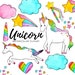 Watercolor Clipart Unicorn Clipart, Cute, Rainbow, Stars, Magical ...