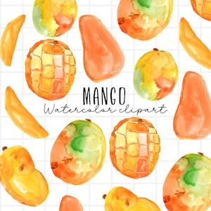 Watercolor Clipart Fruit Graphics Mango Illustration Food Digital ...