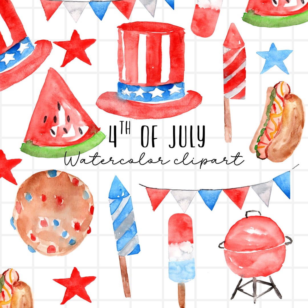 Watercolor Clip Art - Forth of July - Independence Day - Patriot ...