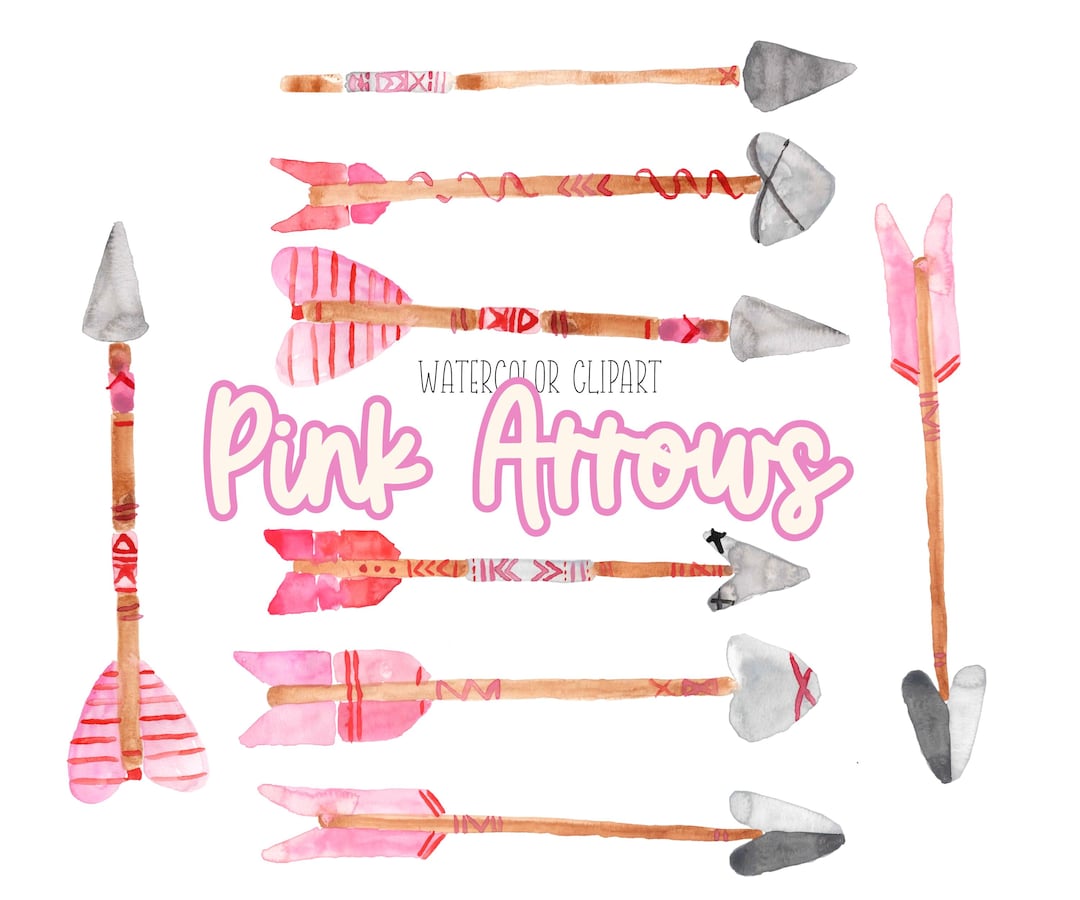 Watercolor Pink Arrow Clipart, Boho Baby Shower Arrows, Tribal Clipart ...