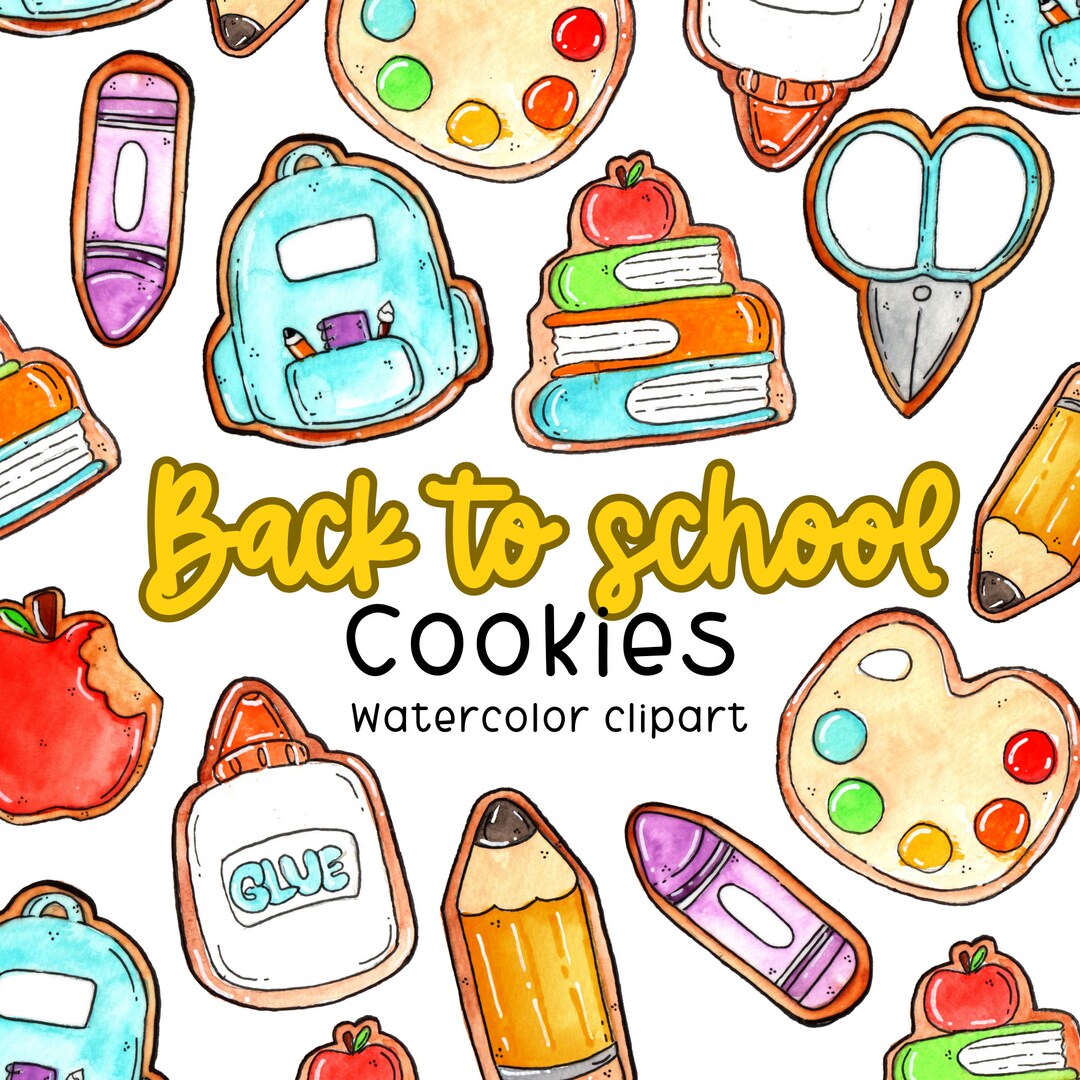 Watercolor Clipart - Cookies, Back to School Treats, Sugar Cookies ...