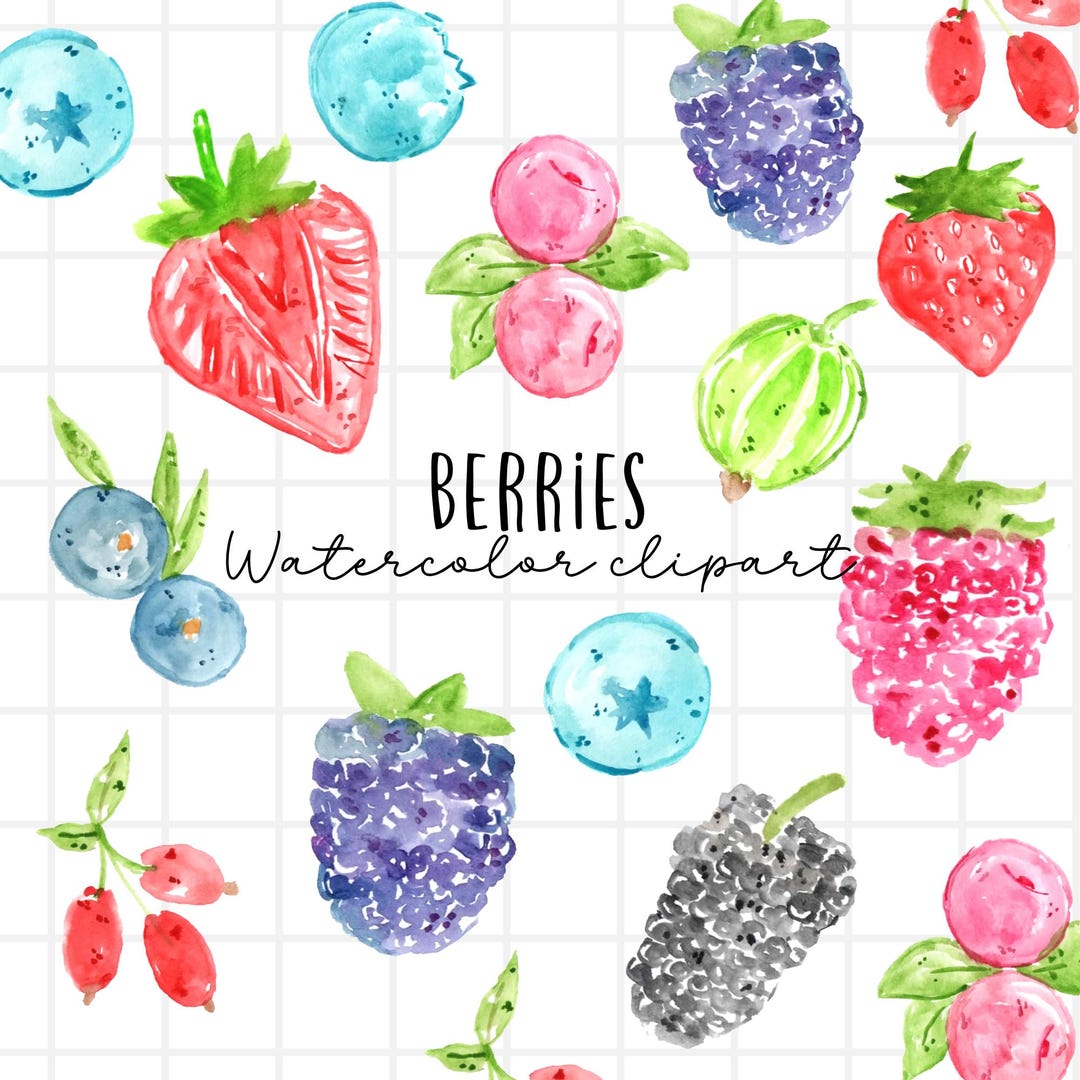Fruit Clip Art - Watercolor Clip Art - Food - Berries - Strawberries ...