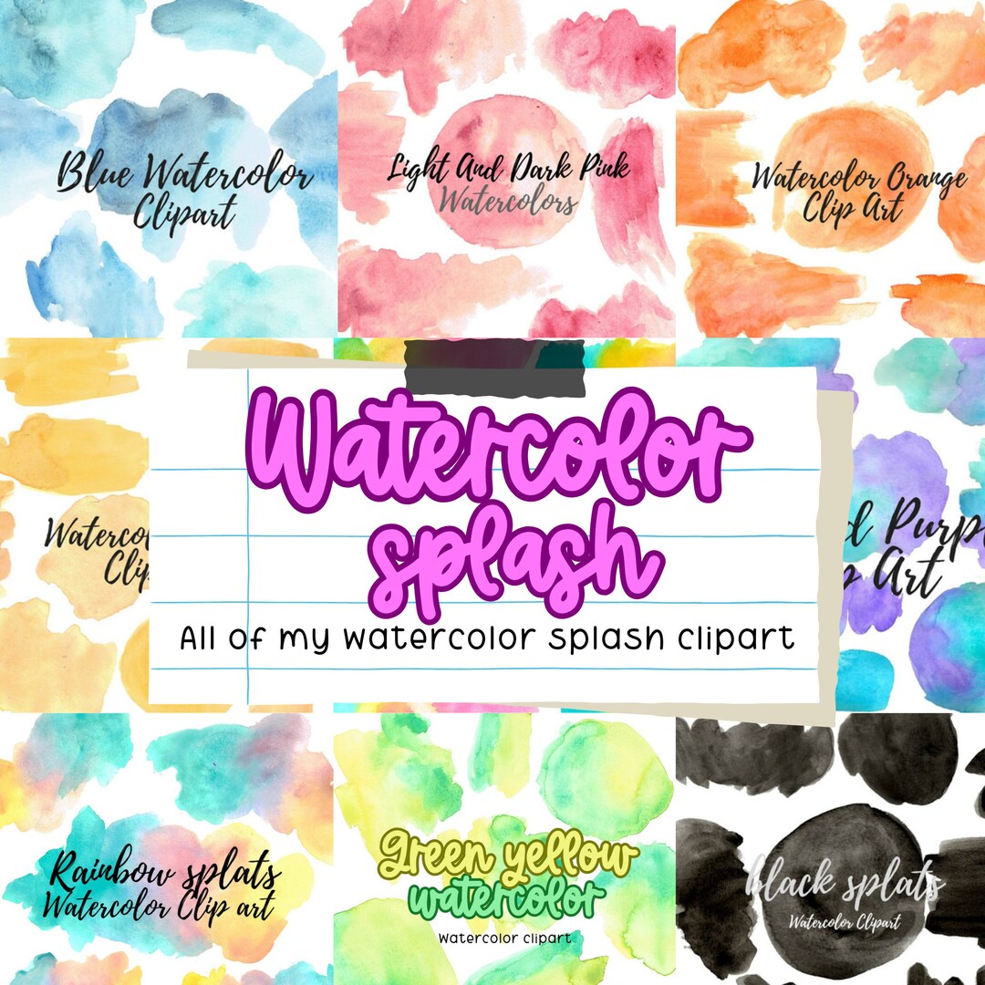 Large Watercolor Splash Clipart -ink Splatter, Brush Struck, Paint ...