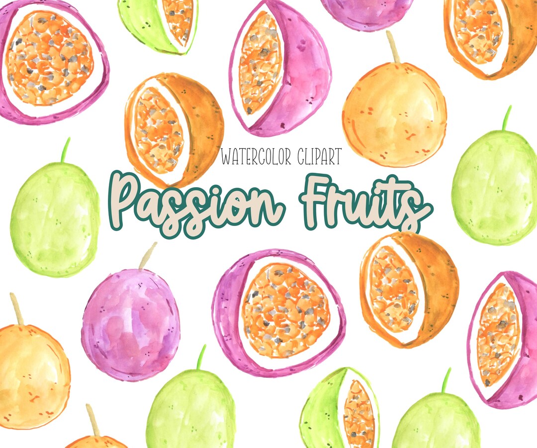 Watercolor Fruit Clipart, Passion Fruit, Watercolor Food Clipart ...