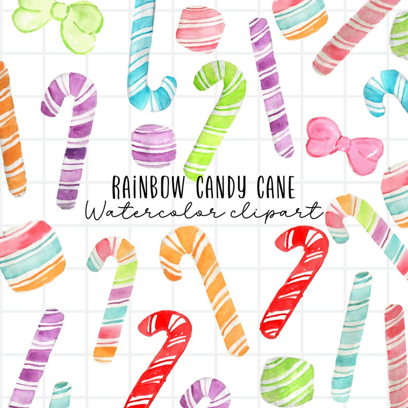 Christmas Clipart Candy Cane Rainbow Graphics, Candy, Sweets, Colorful ...