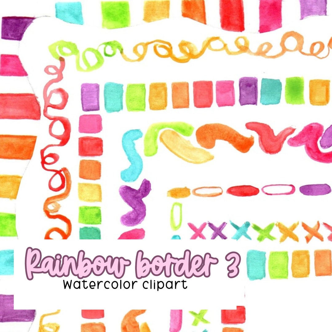Watercolor Clipart - Rainbow Border, Doodle Frame, Bulletin Board ...