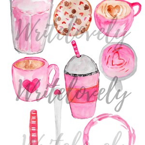 Valentines Day Clipart Watercolor Clipart Coffee Vday Valentines Treat ...