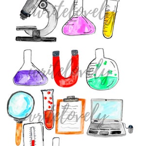 Watercolor Science Clipart, Back to School, Science Lab, Beaker ...