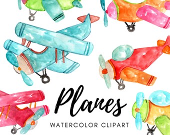 Watercolor Plane - Etsy