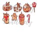 Watercolor Clipart Christmas Gingerbread Coffee, Cafe, Hot Chocolate ...