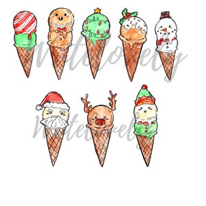 Watercolor Clipart - Christmas Clipart, Ice Cream, Christmas Treats ...