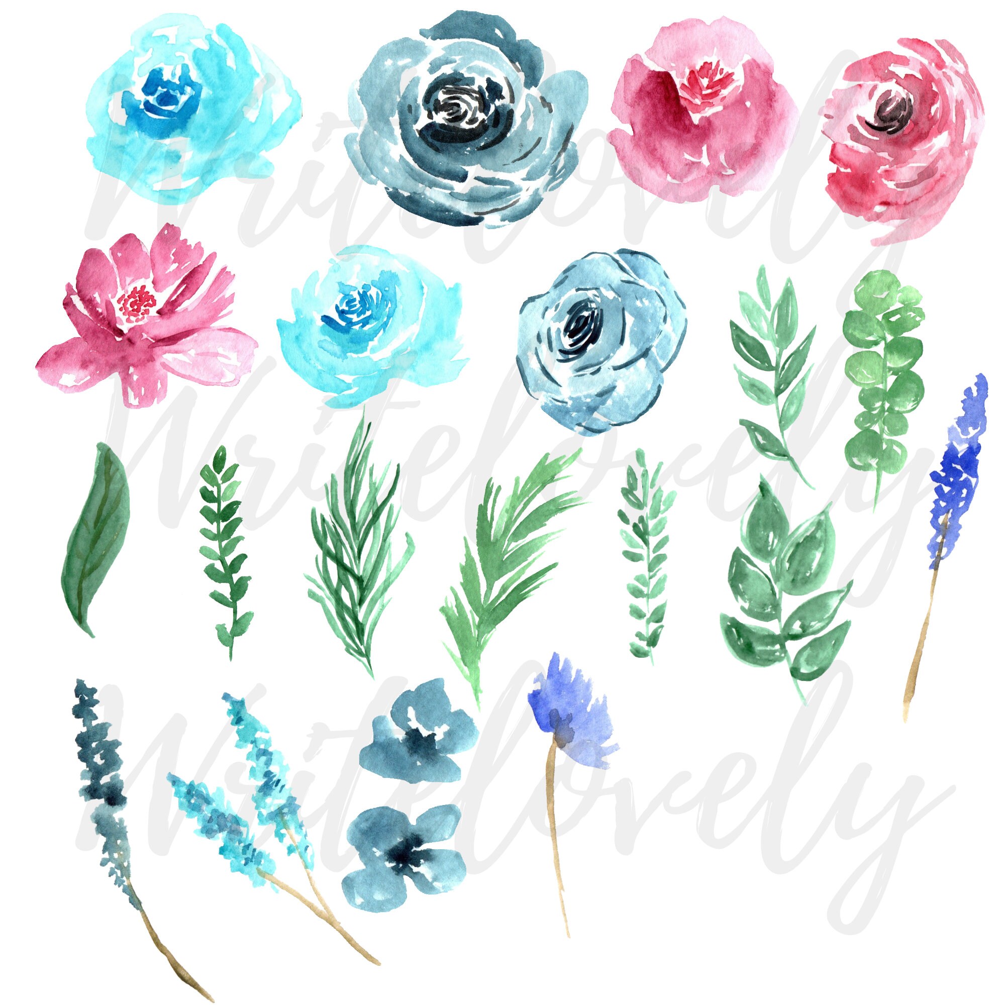 Watercolor Clip Art Wedding Floral Clipart Flower | Etsy