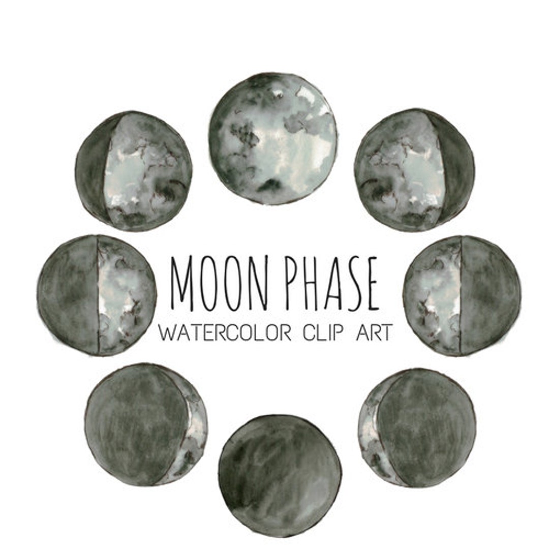 Space Galaxy Moon Phases Clip Art Watercolor Clip Art Watercolor Moon ...