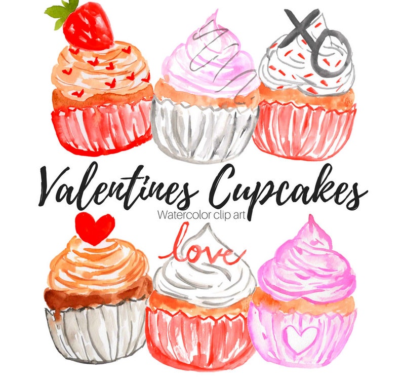 Valentines Clip Art Valentines Day Cupcake Clipart Food - Etsy