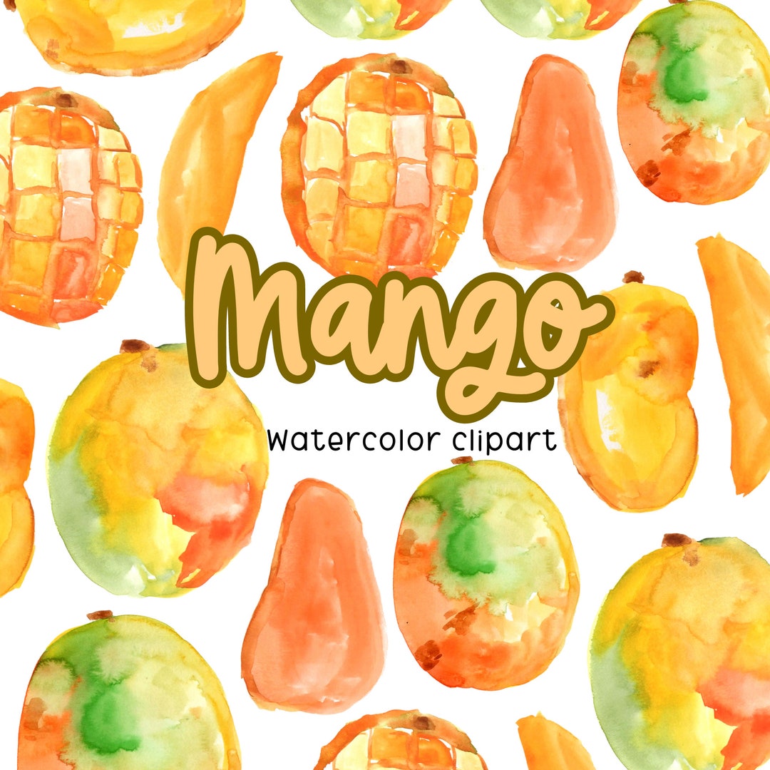 Watercolor Clipart Fruit Graphics Mango Illustration Food Digital ...