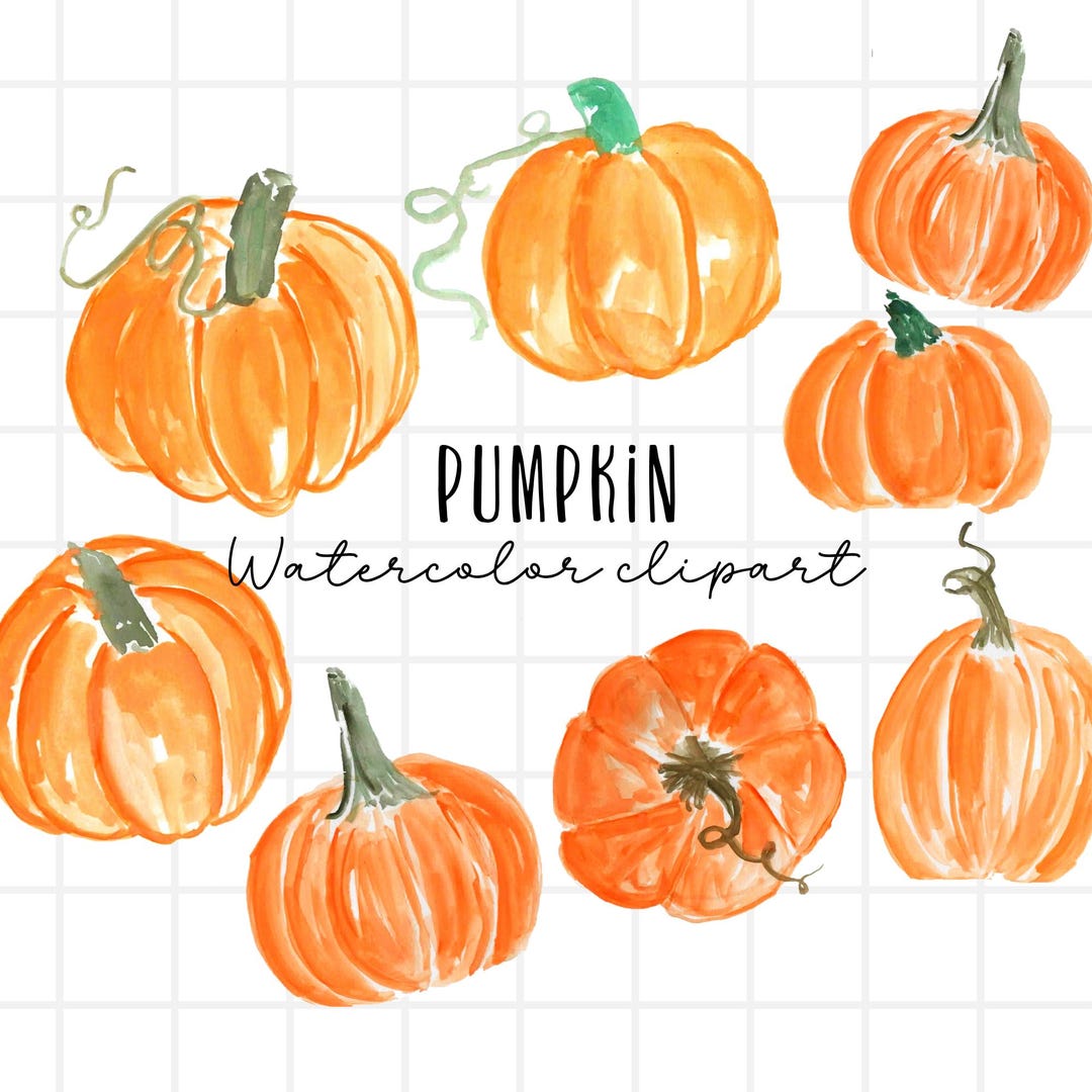 Fall Clipart - Watercolor Pumpkin, Harvest, Farm,halloween, Autumn ...