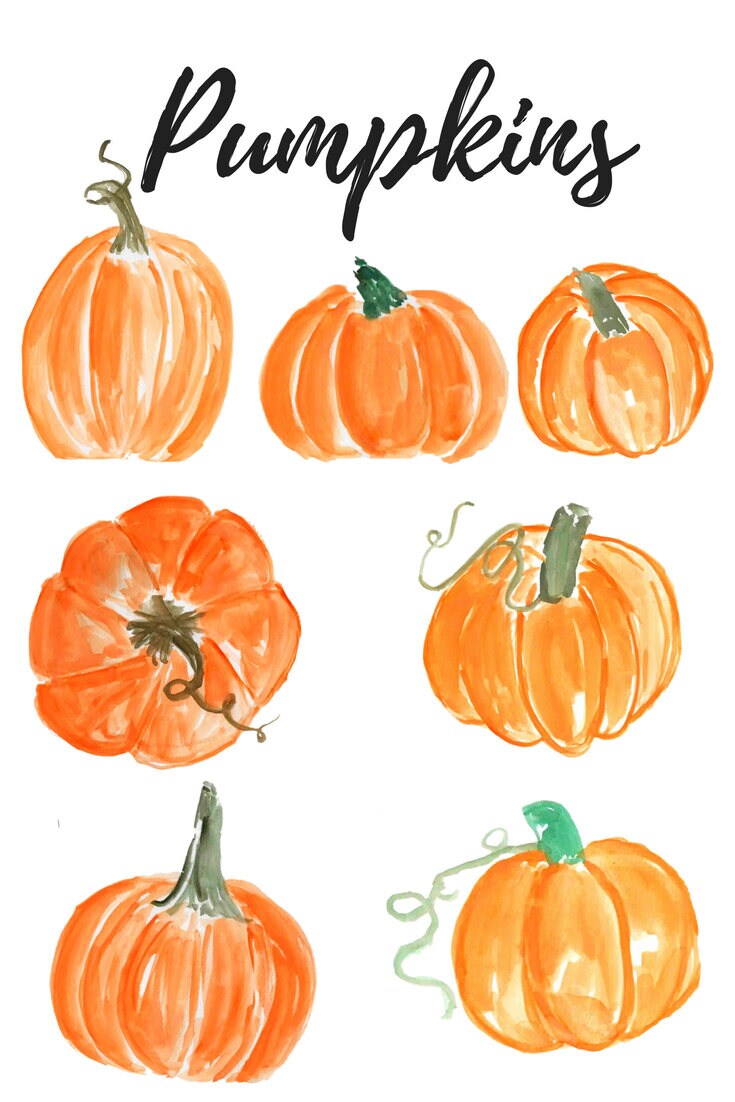 Fall Clipart Watercolor Pumpkin Harvest Farmhalloween - Etsy