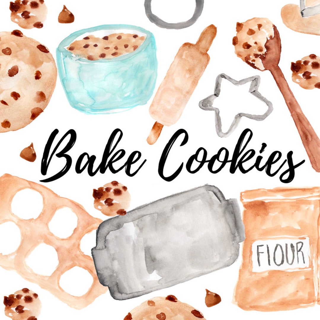 Watercolor Baking Clipart Digital Download Cookie Clipart Bundle Sweets ...