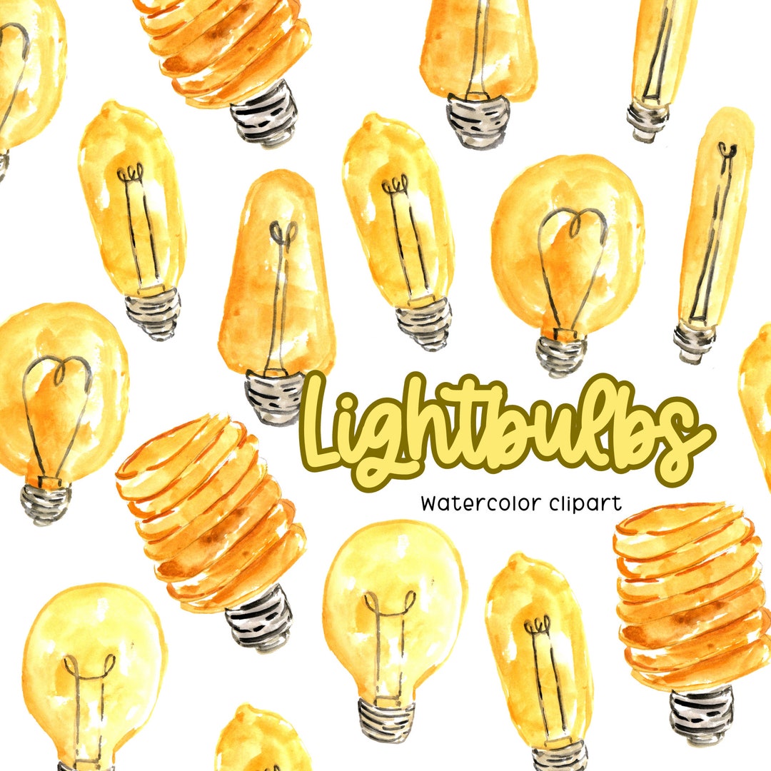 Watercolor Clipart - Light Bulb, Bulb, Electricity, Lamp,lantern ...