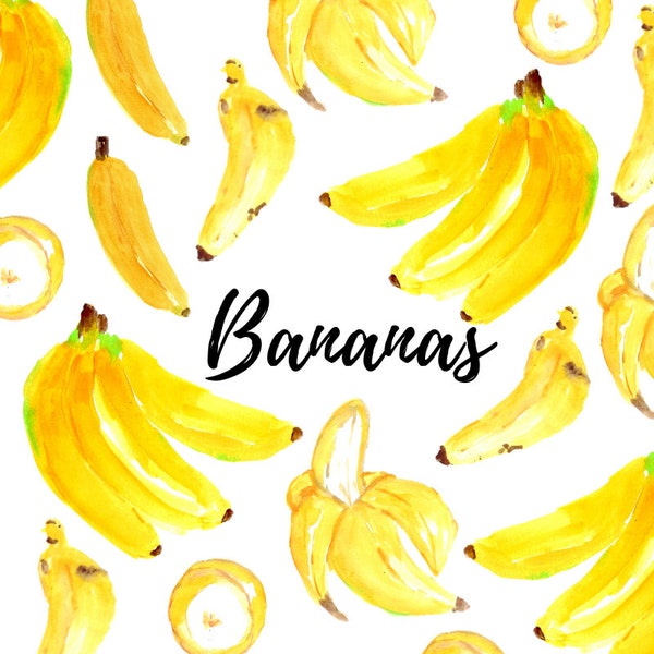 Watercolor Banana Clipart - Etsy