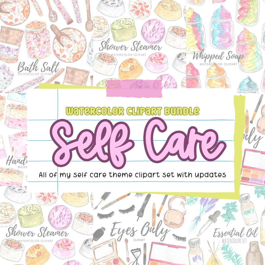 Large Watercolor Clipart Bundle - Self Care Wellness Bundle Png ...