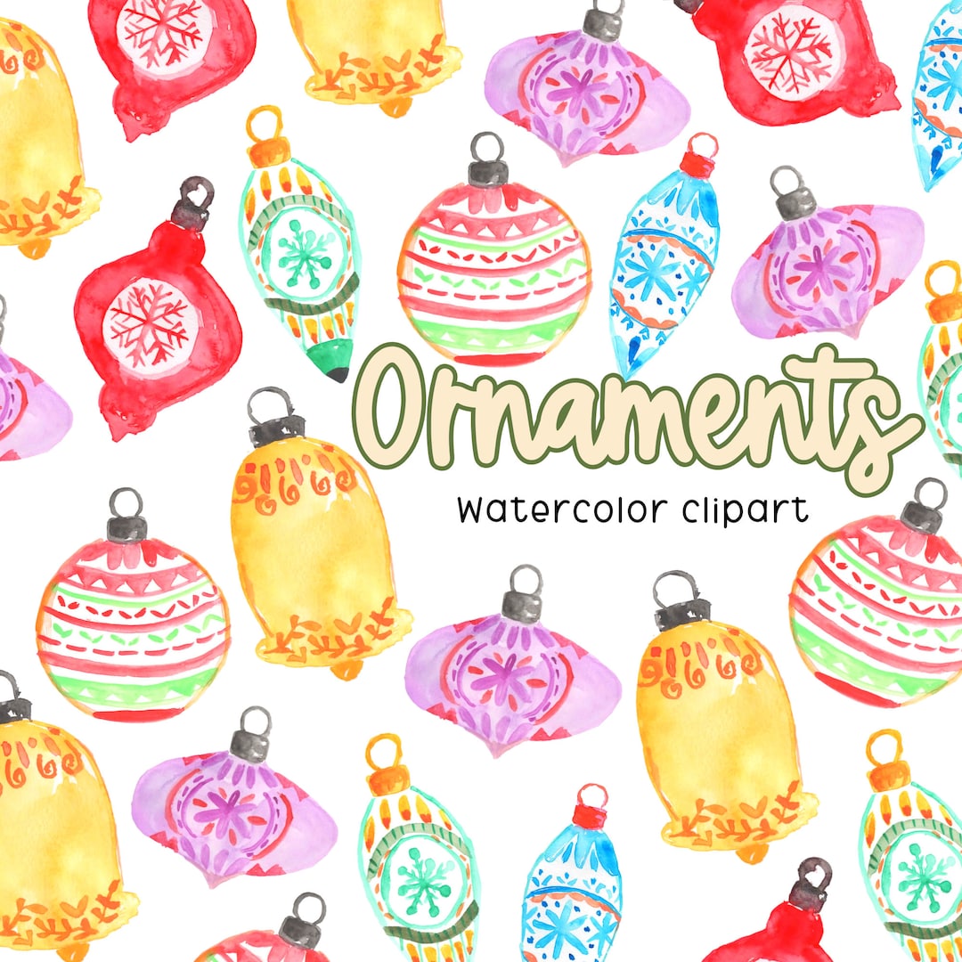 Watercolor Christmas Ornament Clipart, Holiday Christmas Tree Graphics ...