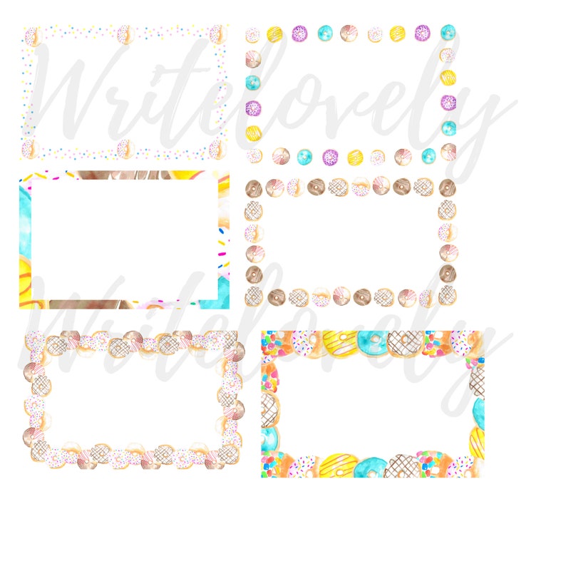 Watercolor Clip Art Frame Donut Border Doodle Frames - Etsy