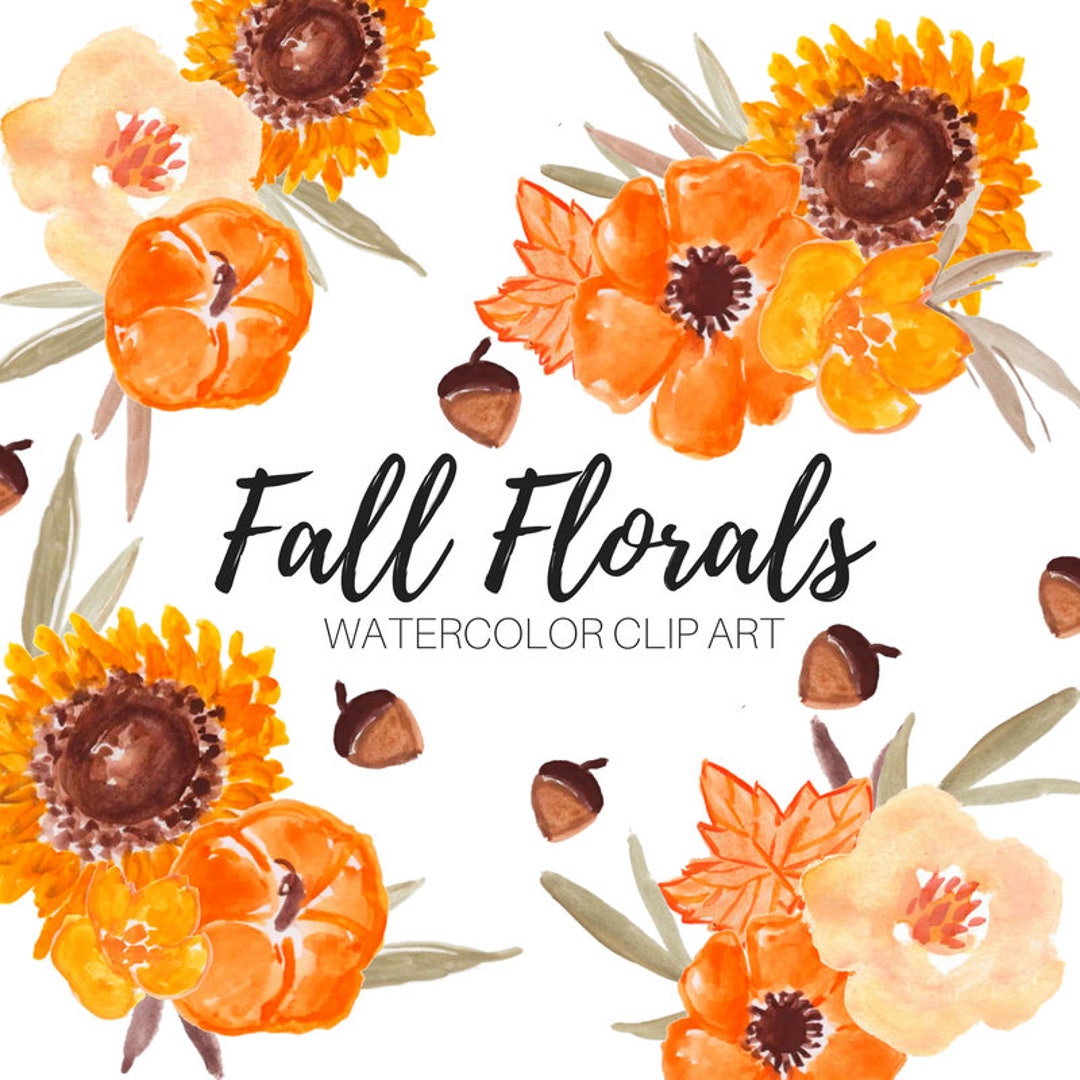 Flower Clip Art Watercolor Clip Art Fall Nature Sunflowers Autumn ...