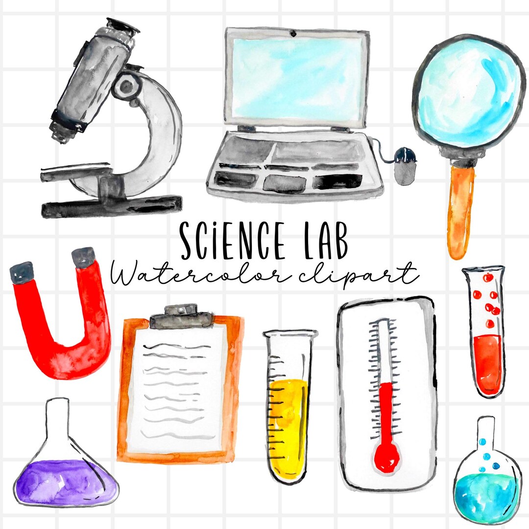 Watercolor Science Clipart, Back to School, Science Lab, Beaker ...