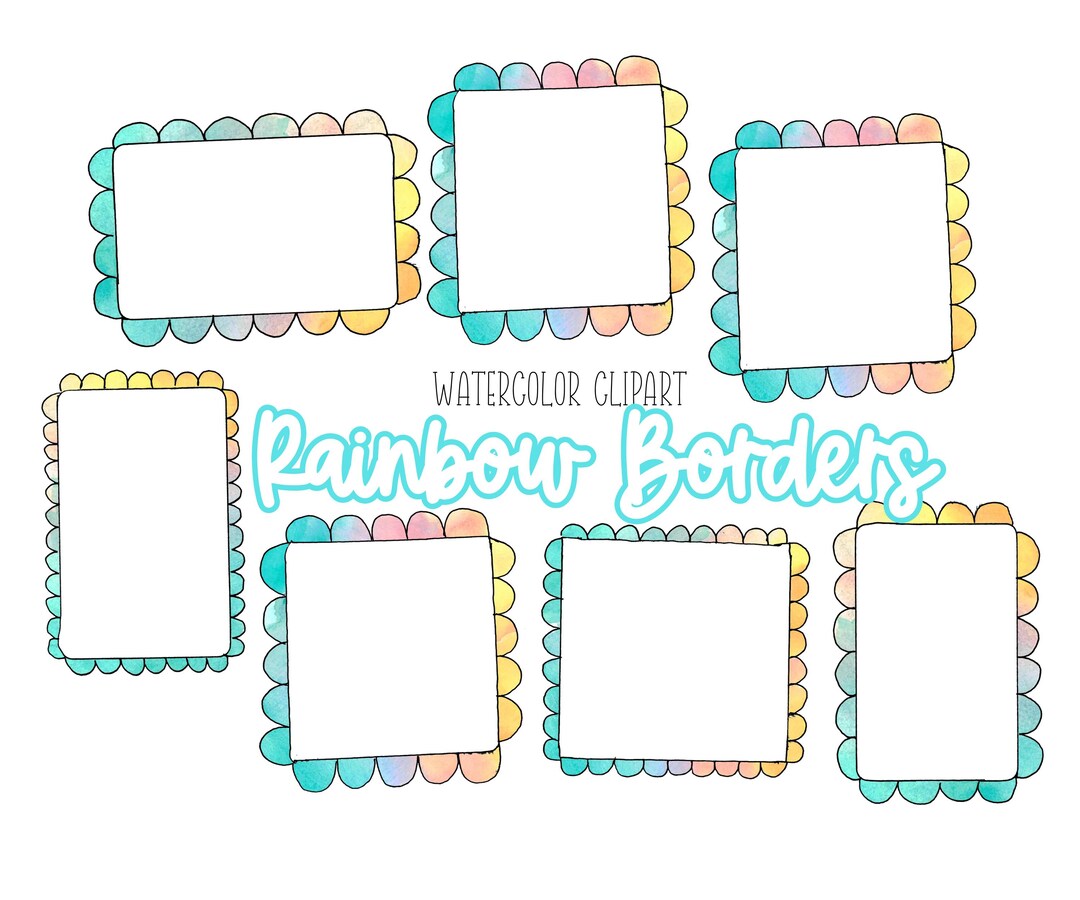 Watercolor Square Scallop Border - Square Border Graphics - Border ...
